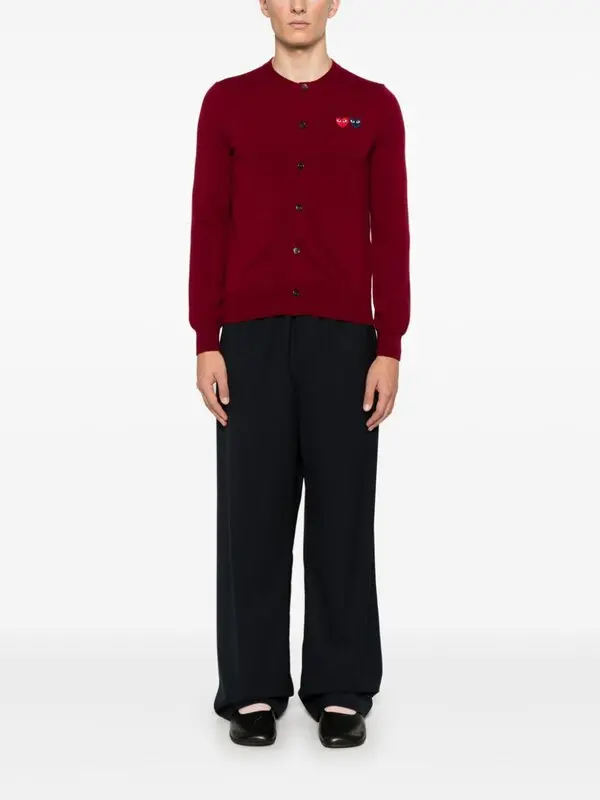 Play Comme Des Garcon Heart-patch Cardigan - Red
