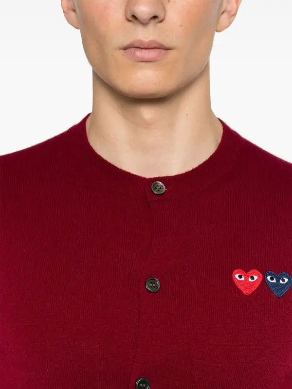Play Comme Des Garcon Heart-patch Cardigan - Red