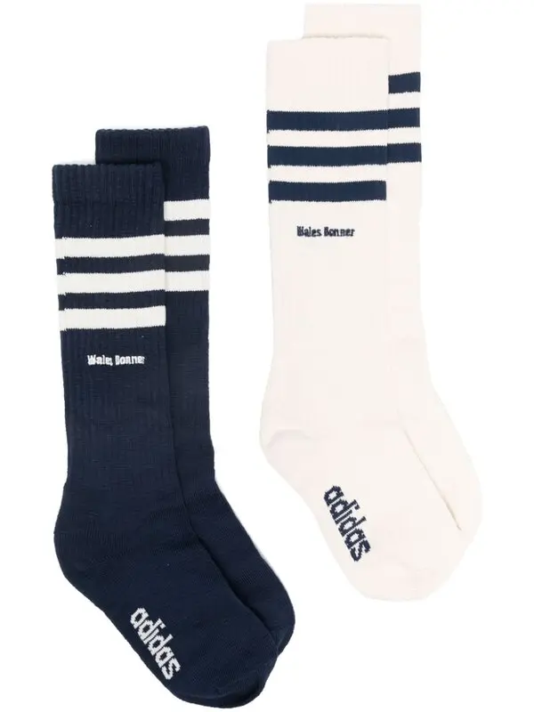 Adidas Logo-embroidered Mid-calf Socks - Blue