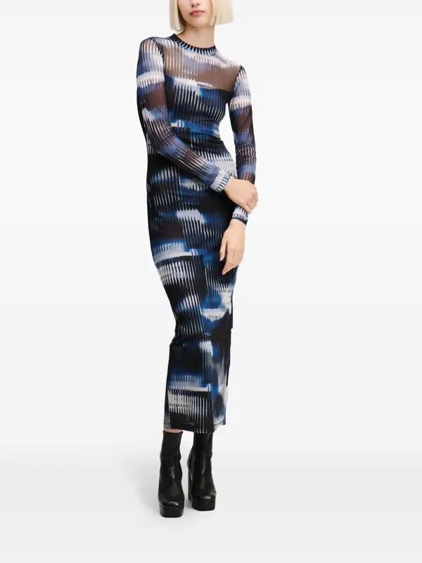 Karl Lagerfeld Glitch-print Mesh Dress