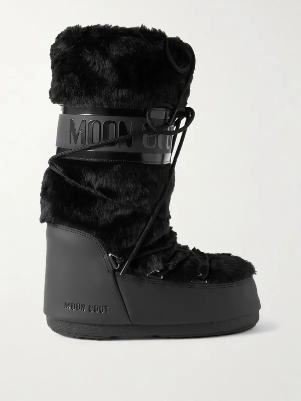 Moon Boot Icon Faux Fur And Faux Leather Snow Boots - Black