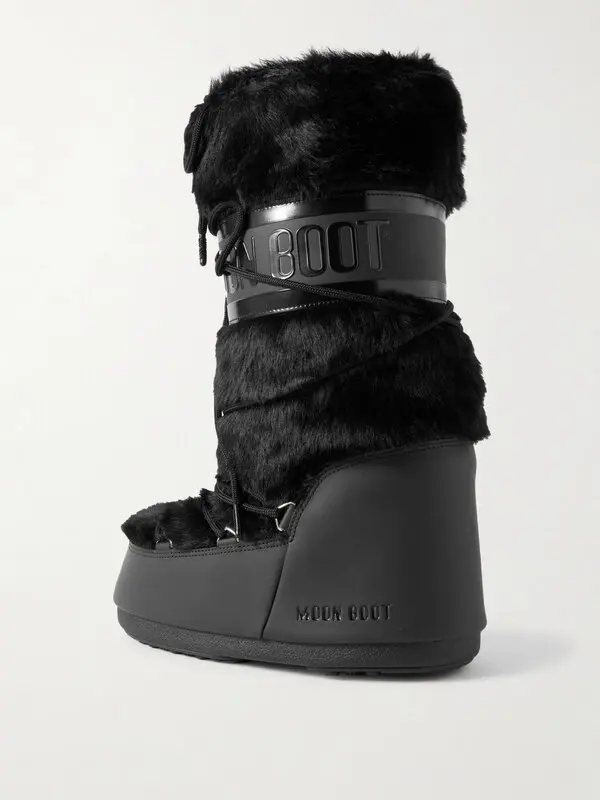 Moon Boot Icon Faux Fur And Faux Leather Snow Boots - Black