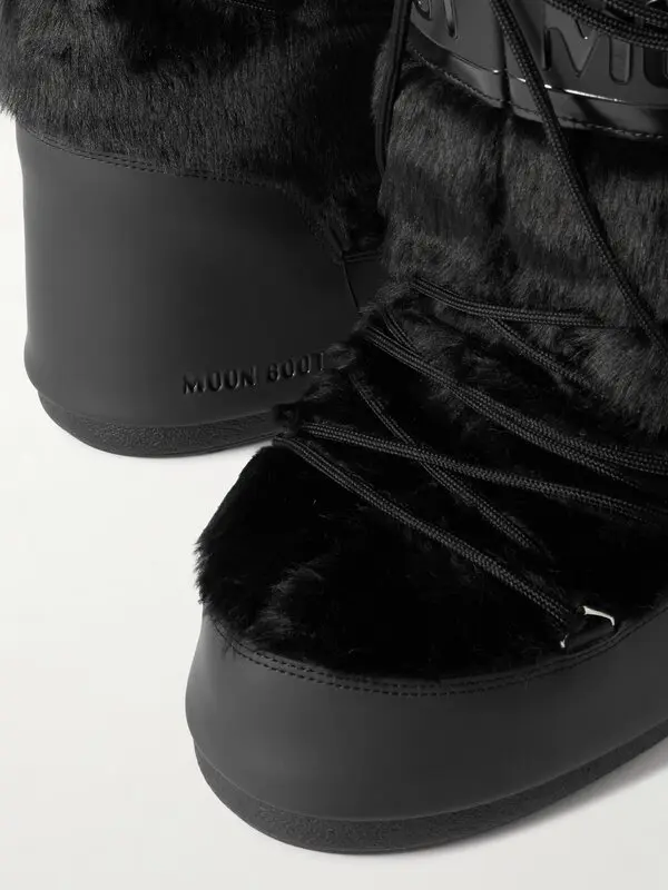 Moon Boot Icon Faux Fur And Faux Leather Snow Boots - Black