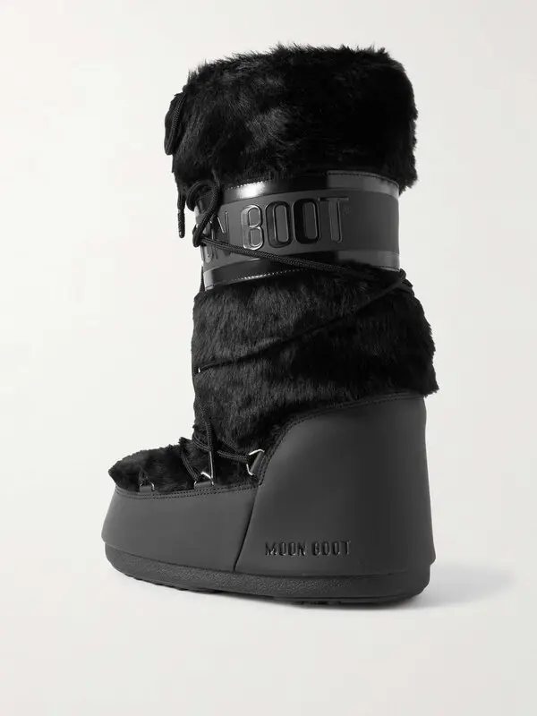 Moon Boot Icon Faux Fur And Faux Leather Snow Boots - Black