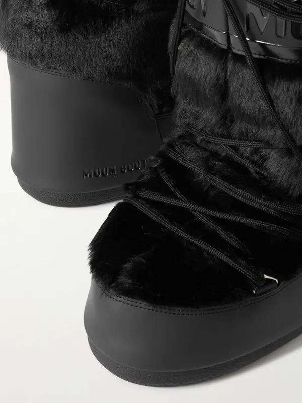 Moon Boot Icon Faux Fur And Faux Leather Snow Boots - Black