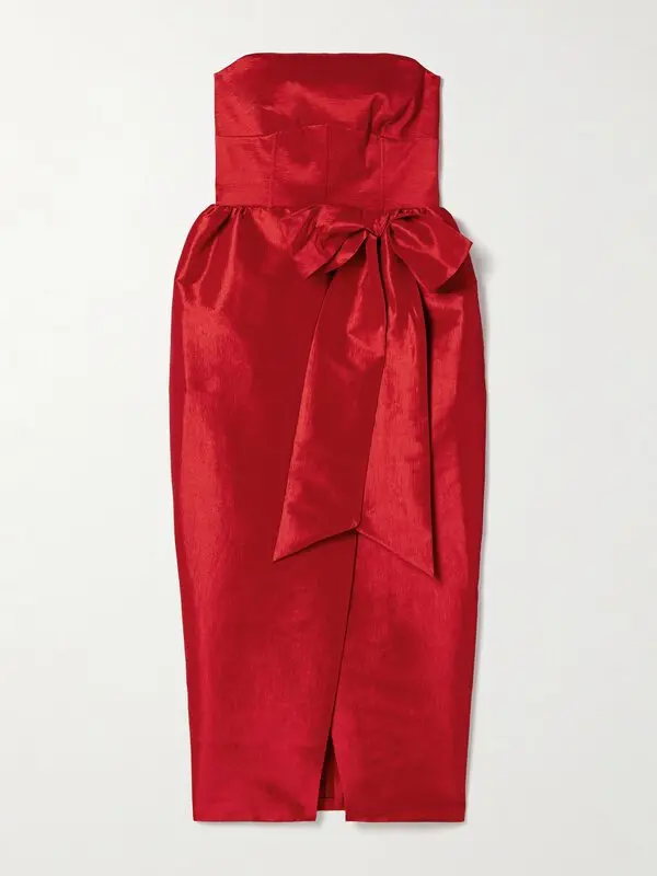 KIKA VARGAS Ava Bow-detailed Taffeta Midi Dress
