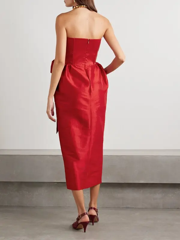 KIKA VARGAS Ava Bow-detailed Taffeta Midi Dress