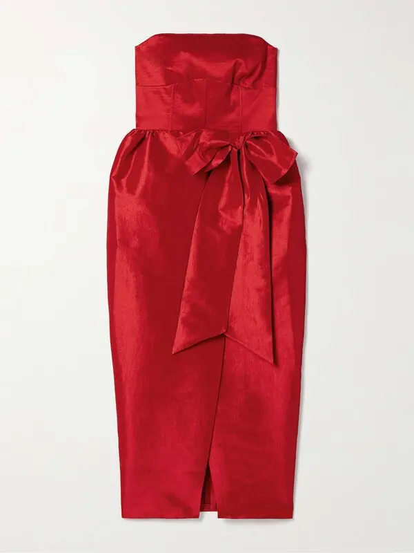 KIKA VARGAS Ava Bow-detailed Taffeta Midi Dress