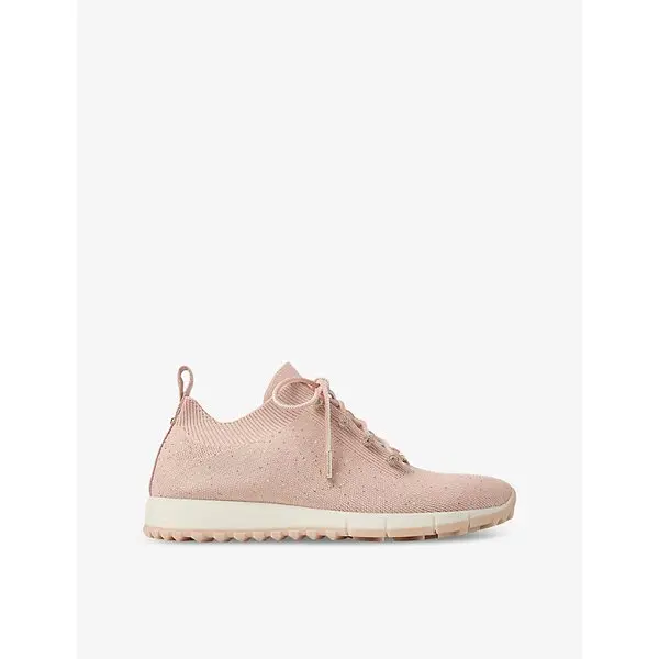 JIMMY CHOO Veles Faux Sequin-embellished Low-top Knitted Trainers - X Macaron