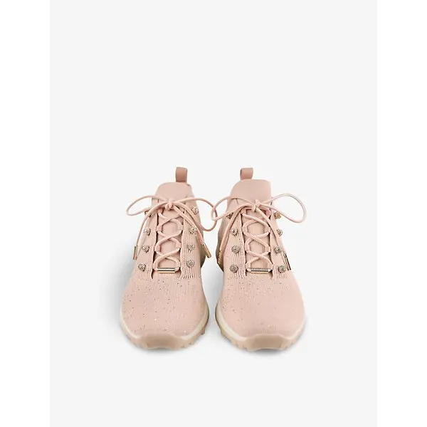 JIMMY CHOO Veles Faux Sequin-embellished Low-top Knitted Trainers - X Macaron