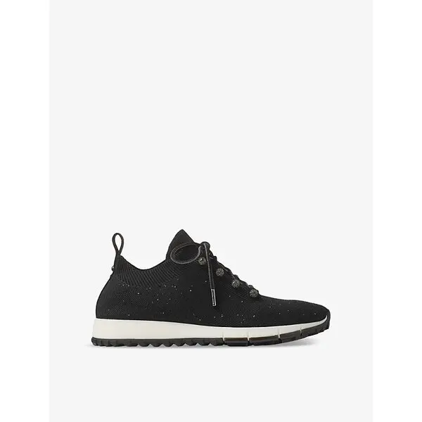 JIMMY CHOO Veles Faux Sequin-embellished Low-top Knitted Trainers - X Black