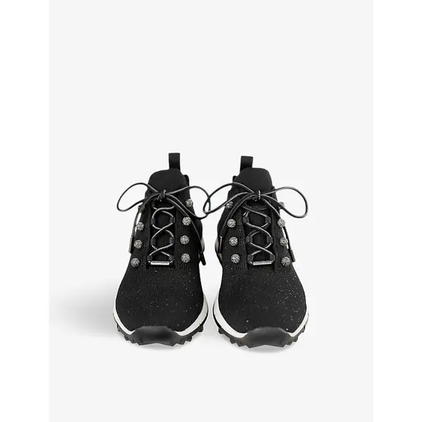 JIMMY CHOO Veles Faux Sequin-embellished Low-top Knitted Trainers - X Black