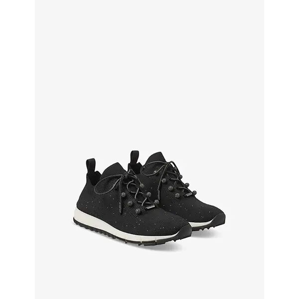 JIMMY CHOO Veles Faux Sequin-embellished Low-top Knitted Trainers - X Black