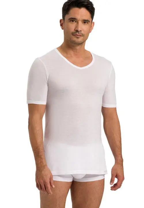 Hanro Ultralight Fitted Cotton V-neck T-shirt - White