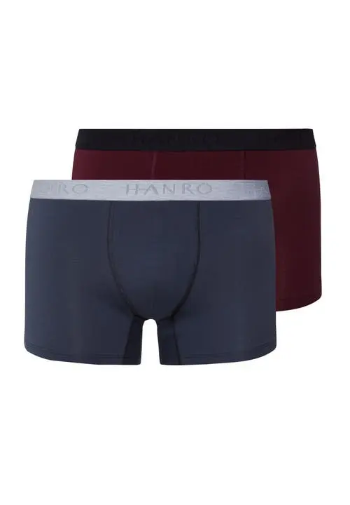 Hanro Cotton Essentials 2-pack Cotton Boxer Briefs - Barolo/ombre Blue