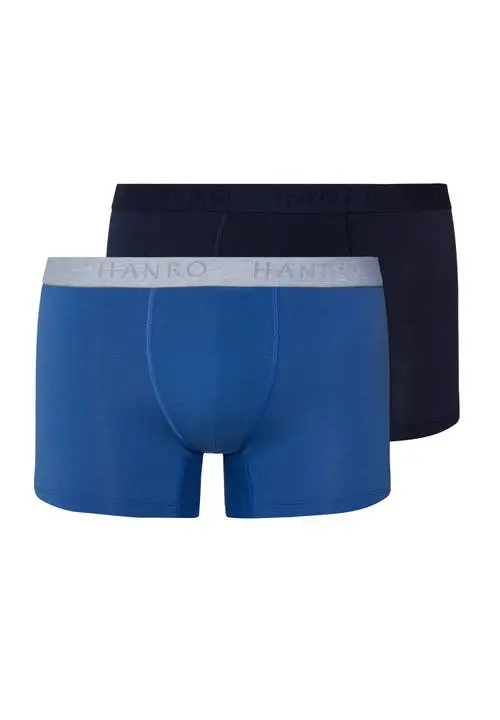 Hanro Cotton Essentials 2-pack Cotton Boxer Briefs - Dutch Blue/deep Navy