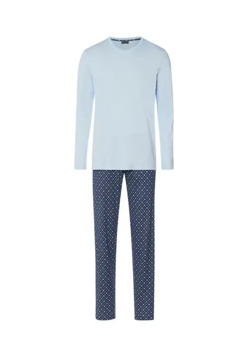 Hanro Night And Day Crew Neck Cotton Pajama Set - Squared Harmony