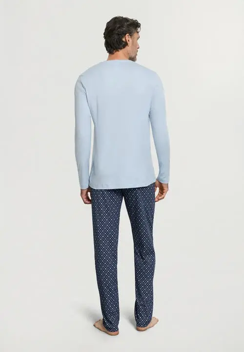 Hanro Night And Day Crew Neck Cotton Pajama Set - Squared Harmony