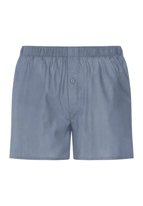 Hanro Fancy Woven Cotton Boxer - Chambray Blue