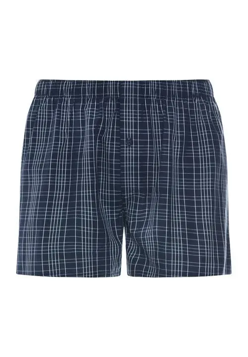 Hanro Fancy Woven Cotton Boxer - Checked Blue