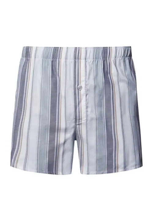 Hanro Fancy Woven Cotton Boxer - Smokey Blue Stripe