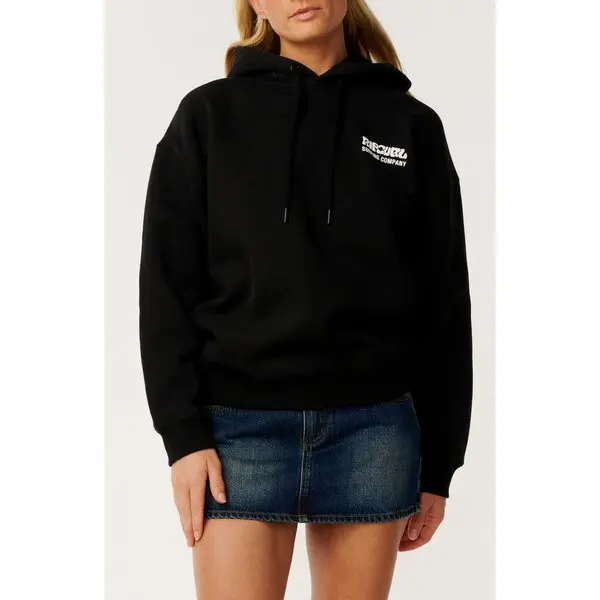 Rip Curl Surf Puff Print Graphic Hoodie - Black