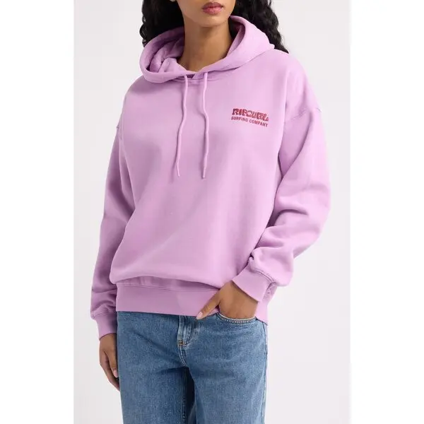 Rip Curl Surf Puff Print Graphic Hoodie - Bright Lilac