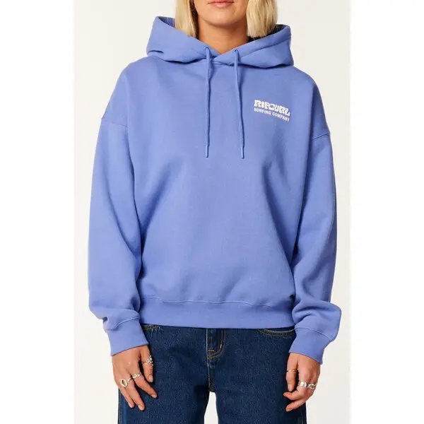Rip Curl Surf Puff Print Graphic Hoodie - Medium Blue