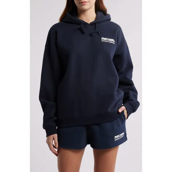 Rip Curl Surf Puff Print Graphic Hoodie - Navy