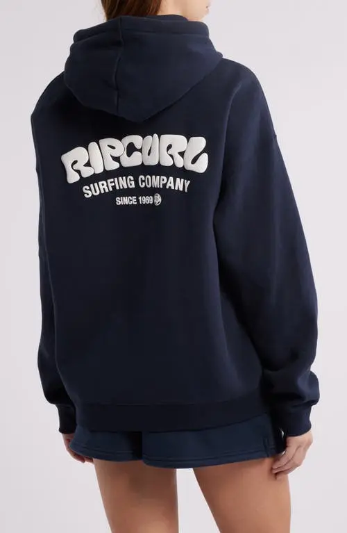 Rip Curl Surf Puff Print Graphic Hoodie - Navy