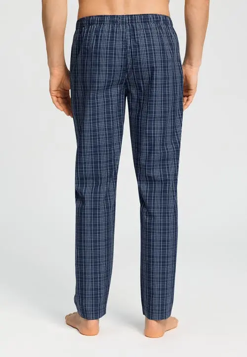 Hanro Night And Day Cotton Woven Pajama Pants - Checked Blue