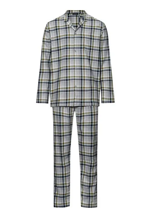 Hanro Cozy Comfort Cotton Flannel Button Front Pajama Set - Wintry Check