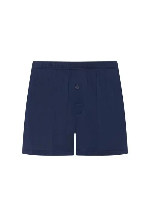 Hanro Cotton Sporty Button Fly Cotton Boxer - Deep Navy