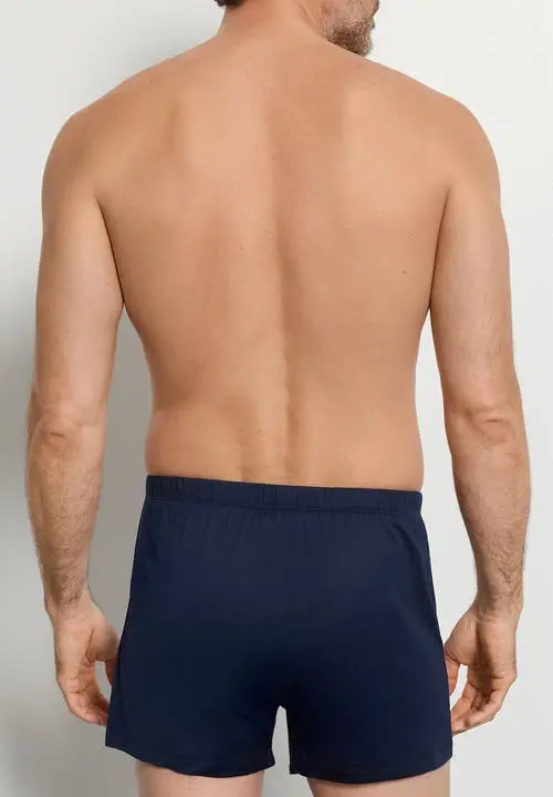 Hanro Cotton Sporty Button Fly Cotton Boxer - Deep Navy