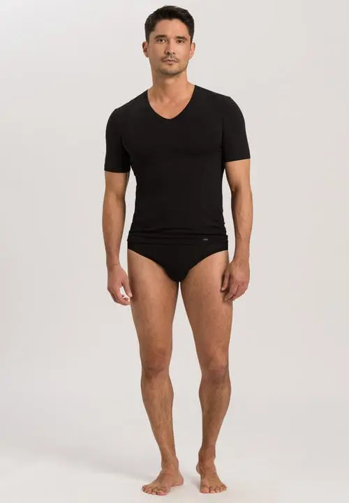 Hanro Natural Function Tencel And Cotton Fitted V-neck T-shirt - Black