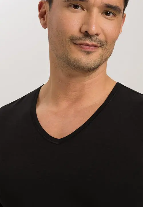 Hanro Natural Function Tencel And Cotton Fitted V-neck T-shirt - Black