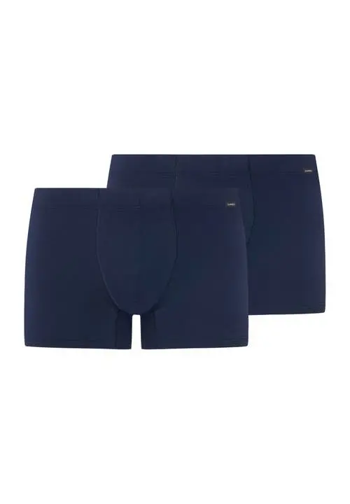 Hanro Cotton Essentials 2-pack Cotton Boxer Briefs With Covered Waistband - Deep Navy/deep Navy