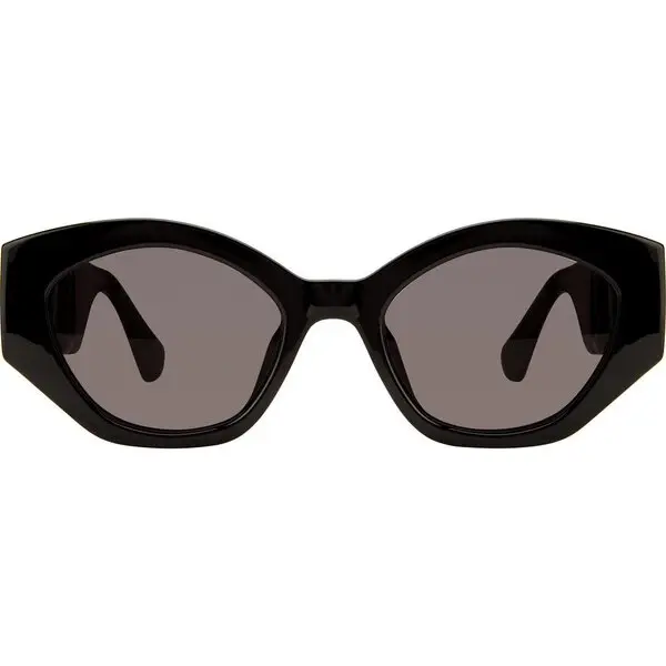 Kurt Geiger 51mm Round Sunglasses - Black/ Smoke