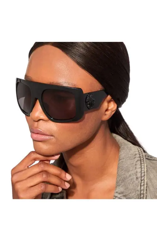 Kurt Geiger 62mm Oversized Rectangular Sunglasses - Black/ Smoke