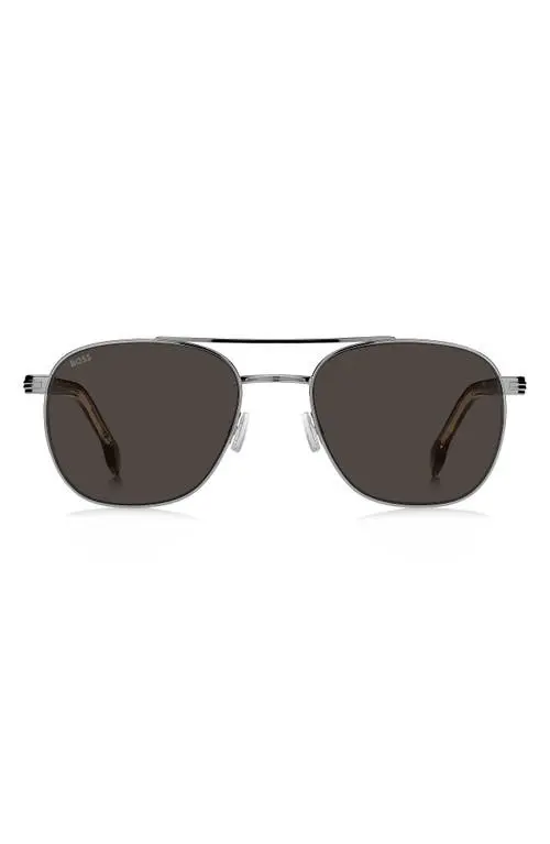 BOSS 56mm Rectangle Sunglasses - Ruthenium Havana/ Grey