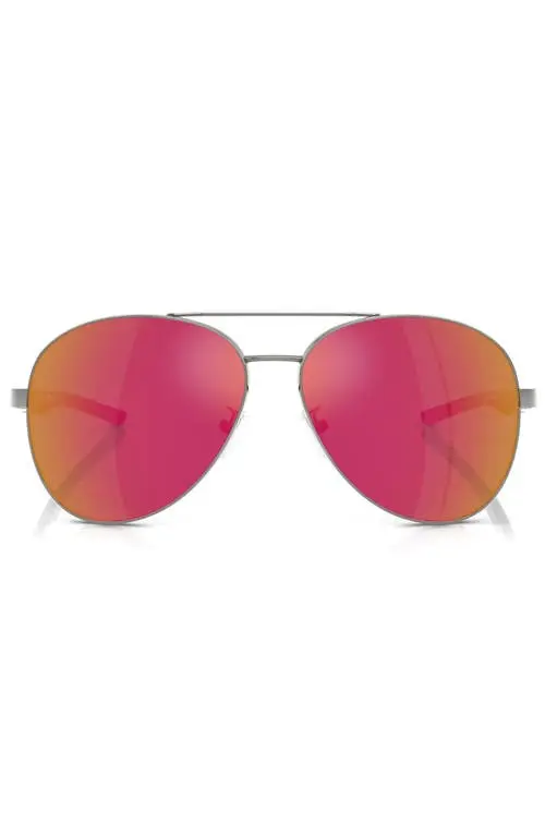 SCUDERIA FERRARI 60mm Mirrored Aviator Sunglasses - Gunmetal