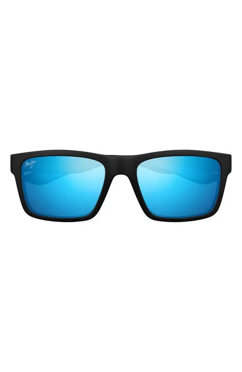 Maui Jim The Flats Rectangular Sunglasses - Black/ Blue Hawaii