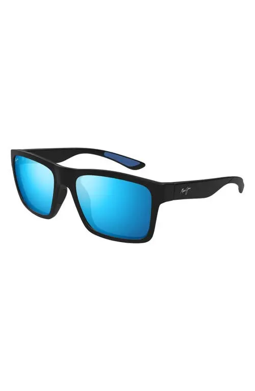 Maui Jim The Flats Rectangular Sunglasses - Black/ Blue Hawaii