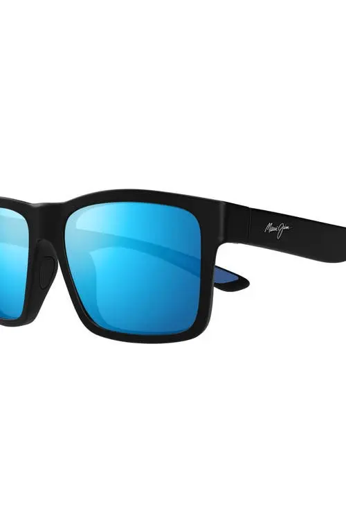Maui Jim The Flats Rectangular Sunglasses - Black/ Blue Hawaii