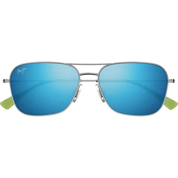 Maui Jim Naauao Aviator Sunglasses - Silver/ Blue Hawaii