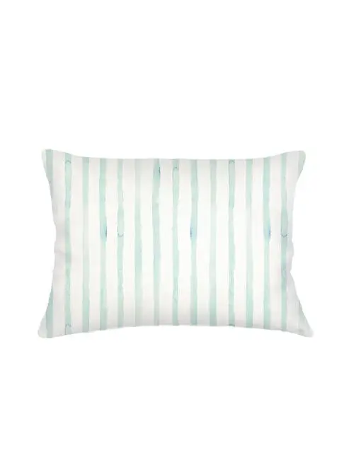 Anaya Riviera Striped Linen Pillow With Down Alternative Insert - Aqua