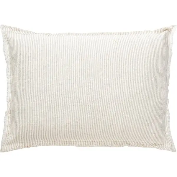 Anaya So Soft Linen Pillow With Down Insert - Beige Pinstripe
