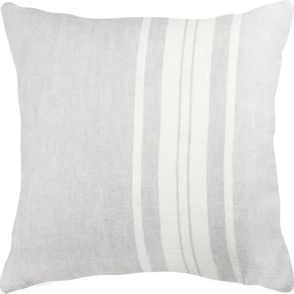 Anaya So Soft Linen Pillow With Down Insert - Light Grey Bold Stripes