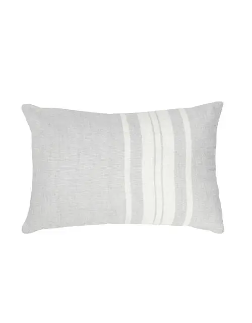Anaya So Soft Linen Pillow With Down Alternative Insert - Light Grey Bold Stripes