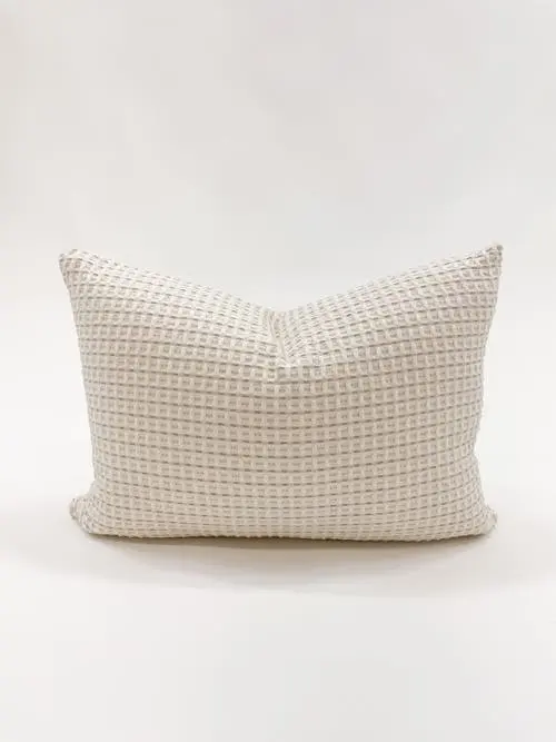 Anaya Cool Cotton Waffle Weave Pillow With Down Insert - Beige